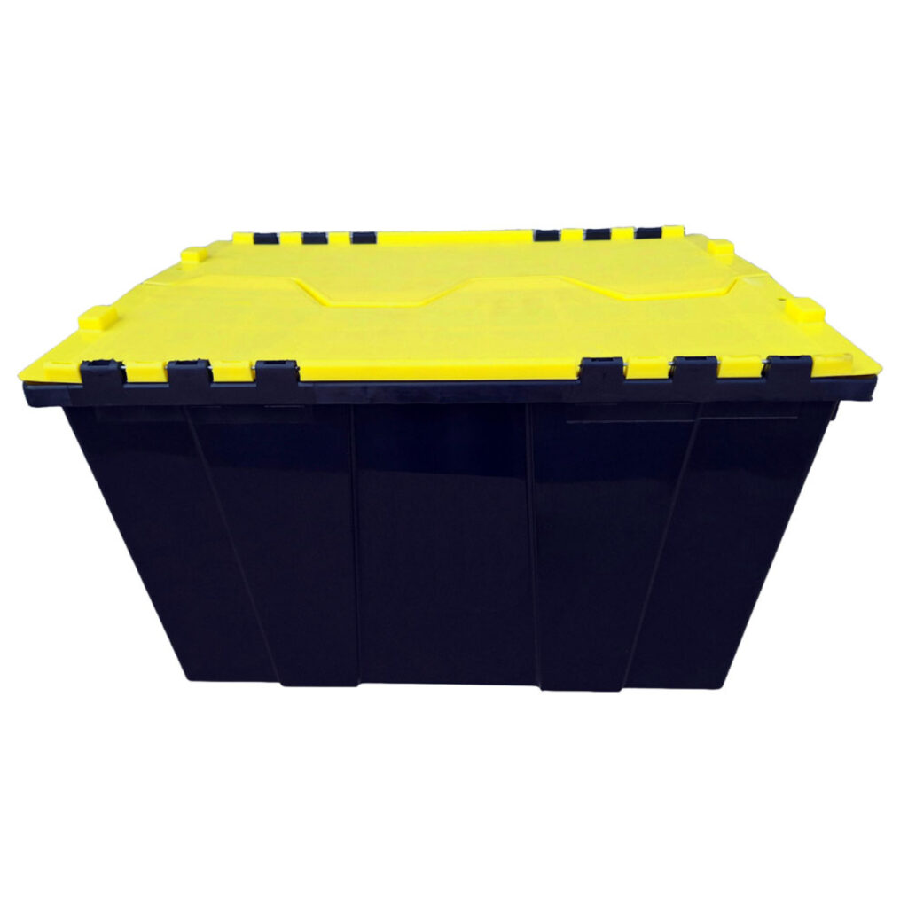 12-Gallon Plastic Storage Tote with attached flip-lids - Made in USA