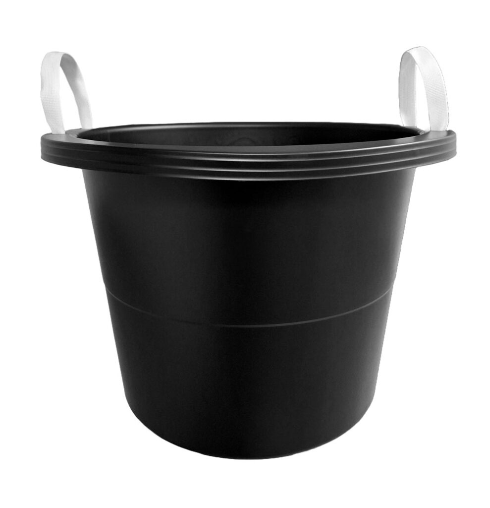 18-Gallon Black Plastic Utility Bucket Tubs with Rope Handles